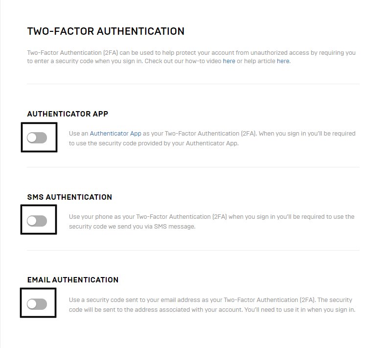 How to enable 2FA on Fortnite